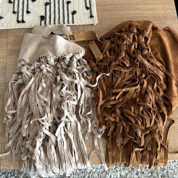 Look By M | Accessories | Two Look Collection By M Brown Fringe Cream ...